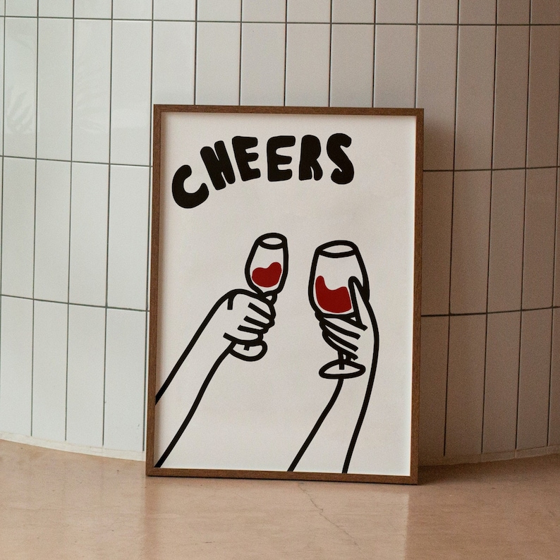 Cheers Printable Wall Art, Cheers Print, Cocktail Art Bar Cart Wall ...