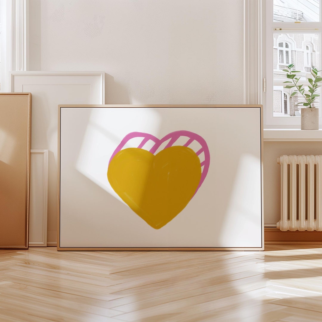 Trendy Preppy Heart Print, Colorful Heart Art, Bedroom Wall Art ...