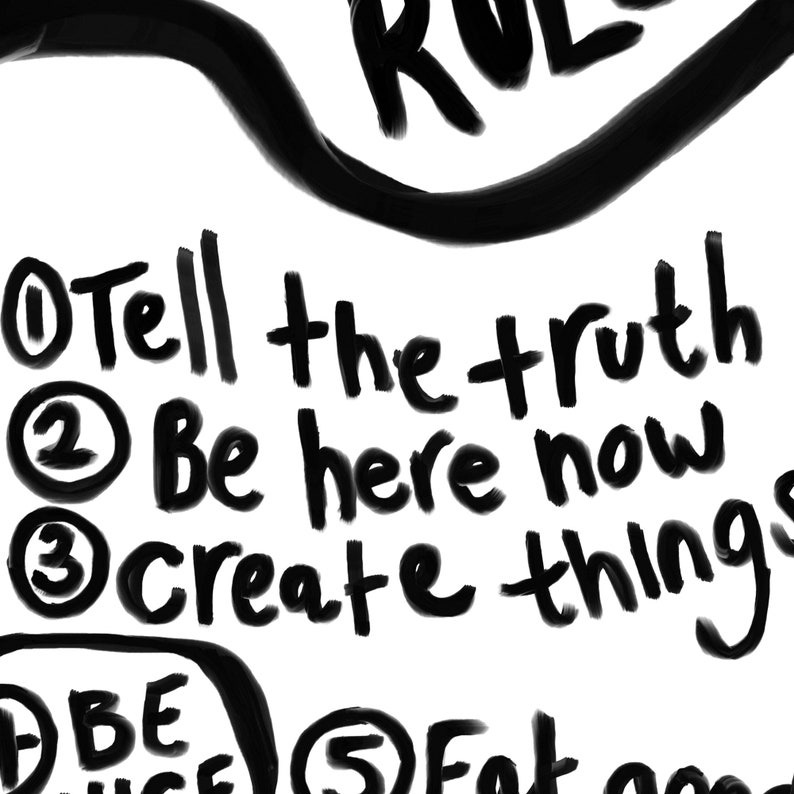 The Rules Art Print, House Rules Art, Home Gift, Black and White Art ...