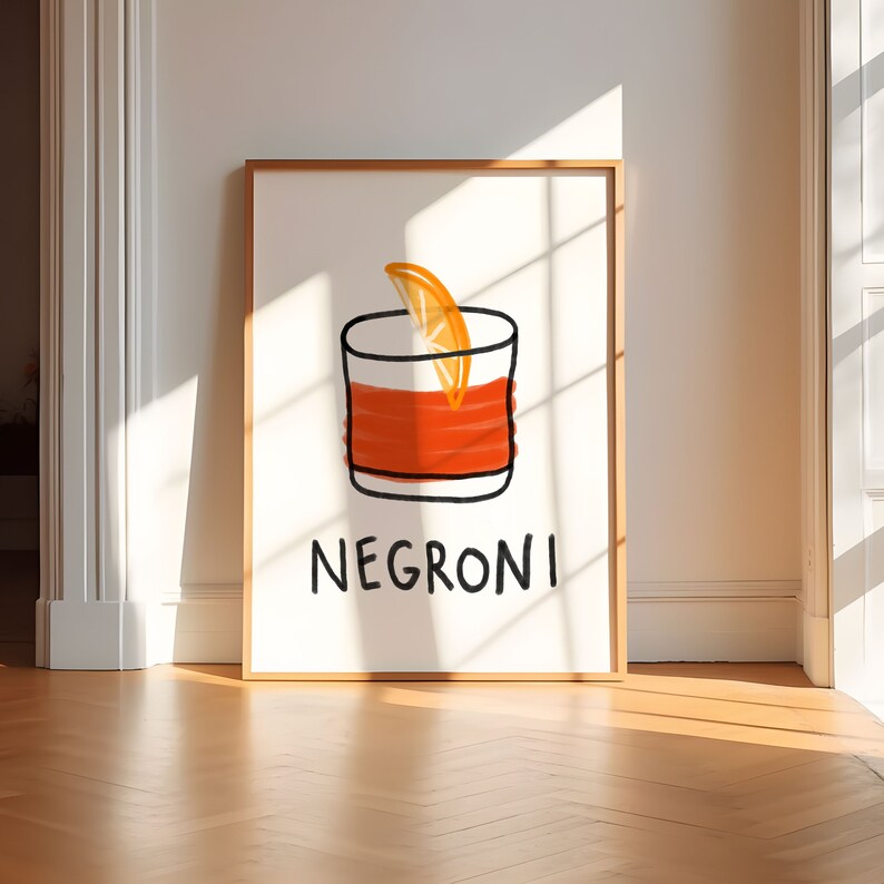 Negroni Poster, Negroni Cocktail Wall Art, Kitchen Print, Apartment ...