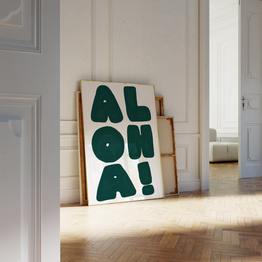 ALOHA! Typography Poster, Tiki Bar Sign, Aesthetic Apartment Decor ...
