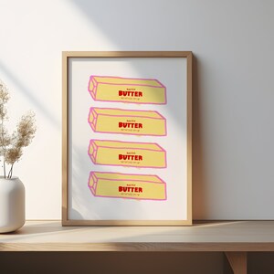 Butter Artwork, Typography Print, Food Lover Kitchen Wall Art ...