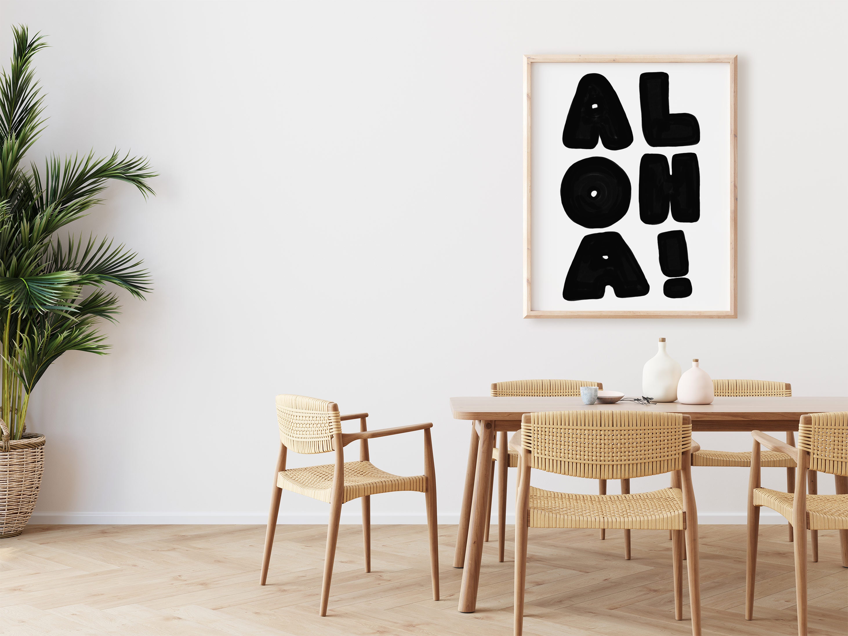 ALOHA Typography Poster Tiki Bar Sign Aesthetic Black and - Etsy
