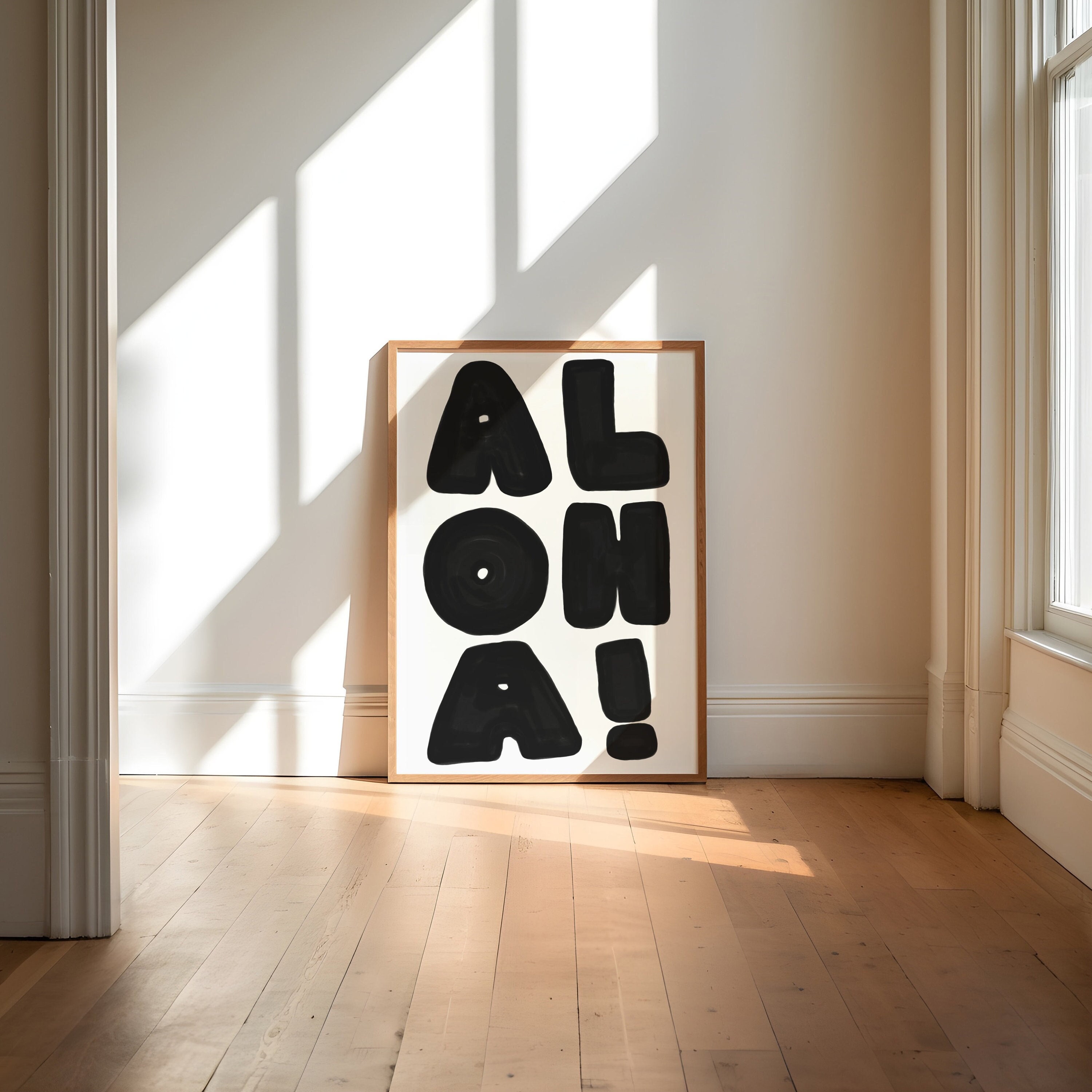 ALOHA Typography Poster Tiki Bar Sign Aesthetic Black and - Etsy