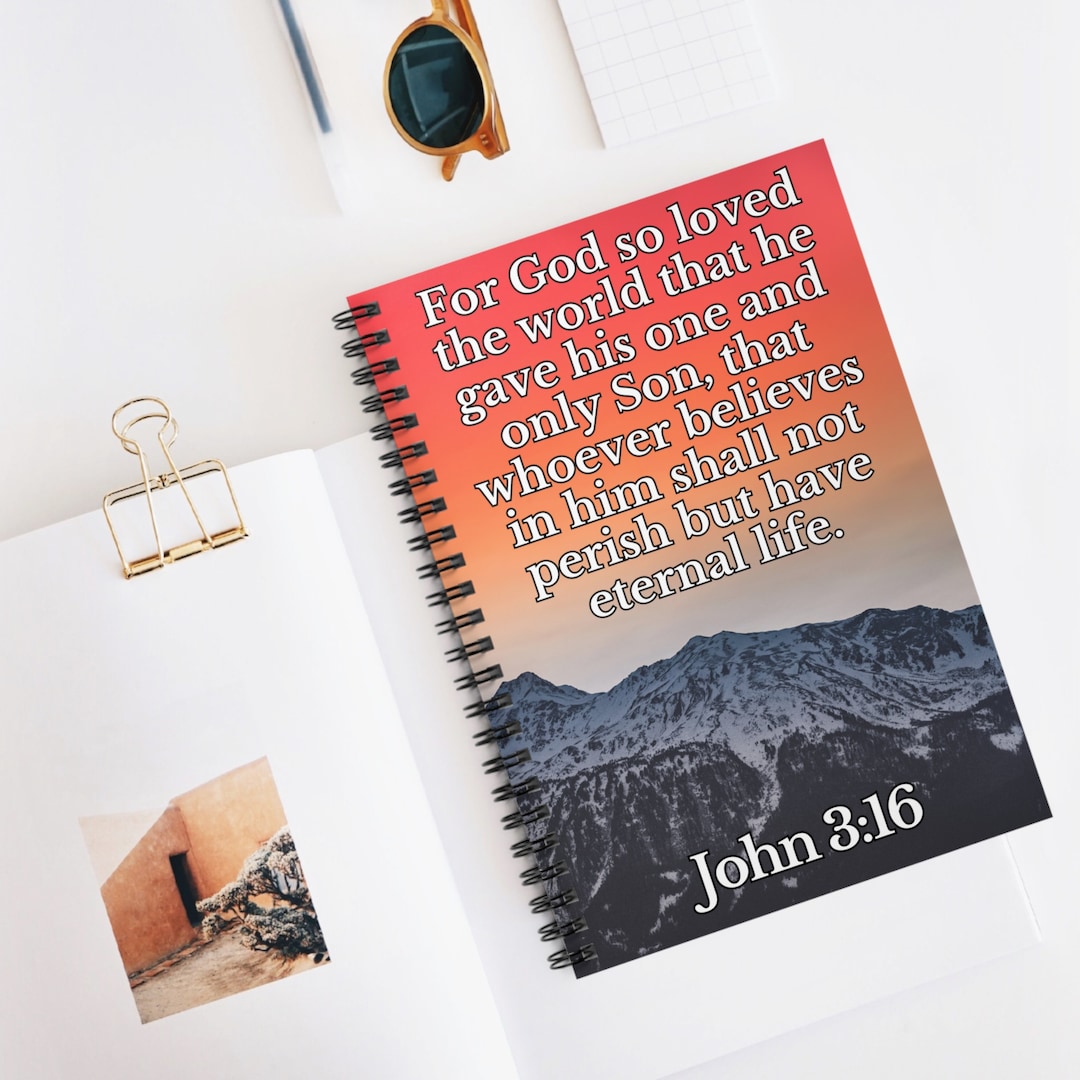 John 3:16 Peak Bible Verse Notebook Christian Gift Jesus Notebook for ...
