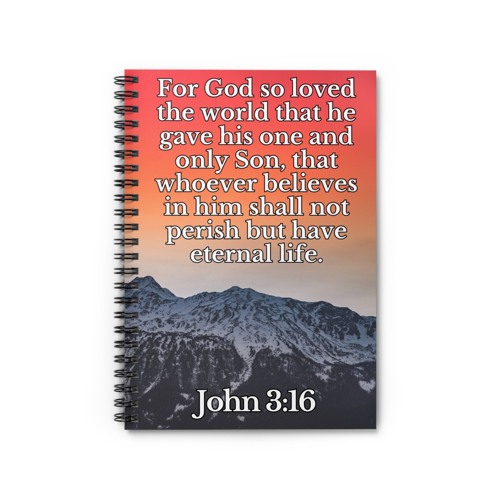 John 3:16 Peak Bible Verse Notebook Christian Gift Jesus Notebook for ...