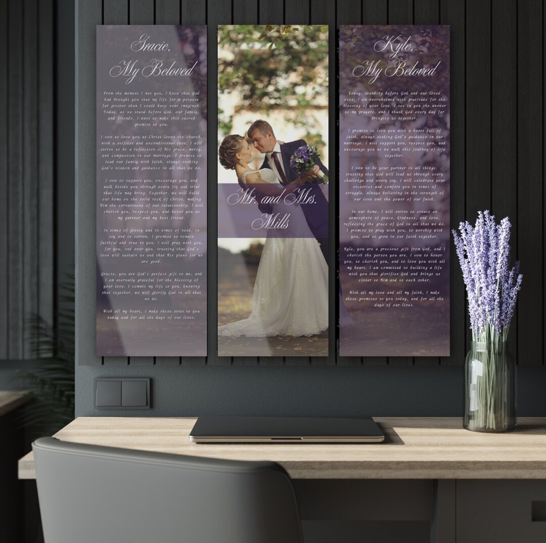 Wedding Vow Display Wedding Acrylic Prints Three Panel Print of Wedding ...