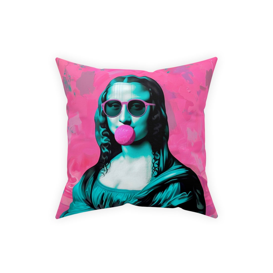 Mona Lisa Chewing Bubble Gum Broadcloth Pillow - Etsy
