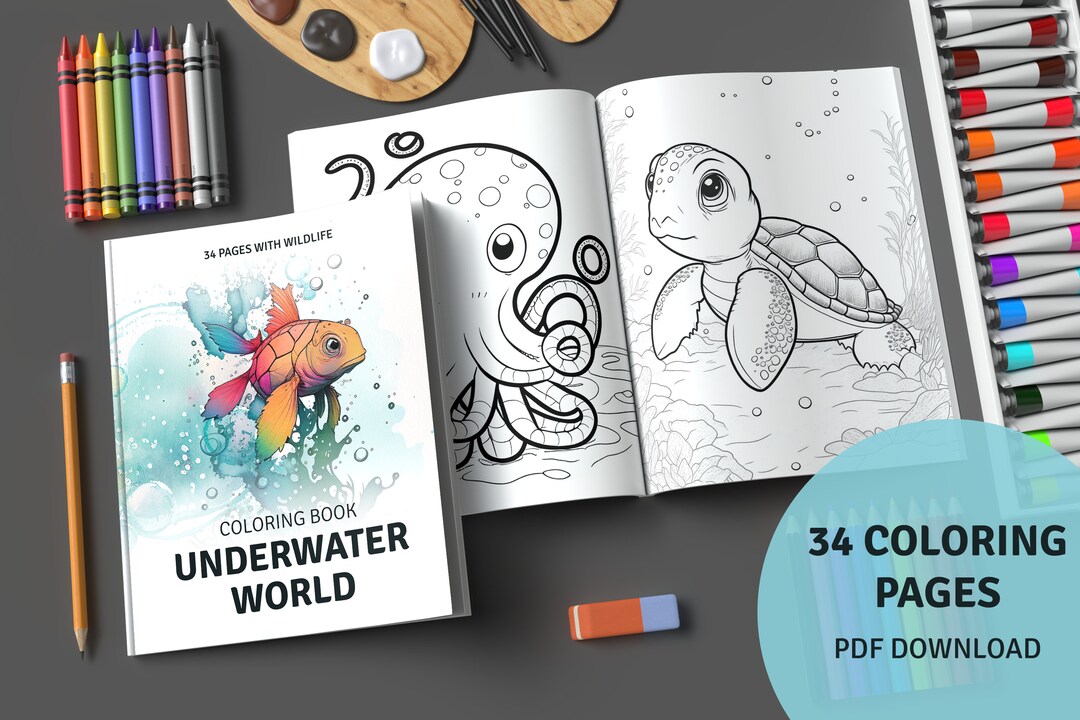 Underwater World Printable Coloring Book 34 Coloring Pages Instant ...