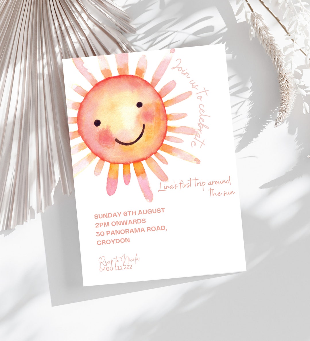 First Lap Around the Sun Invite, 1st Birthday Invitation - Etsy