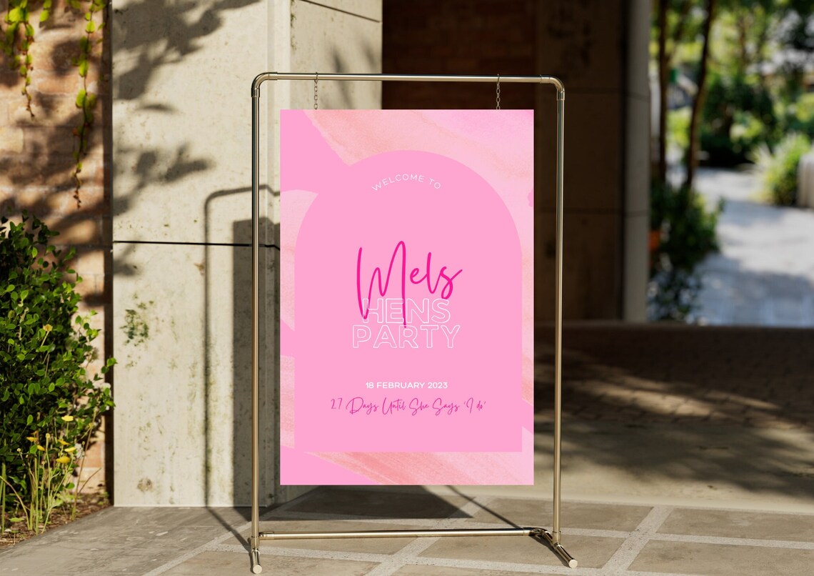 Pink Hens Party Welcome Sign Template Download, Printable Hens Party ...