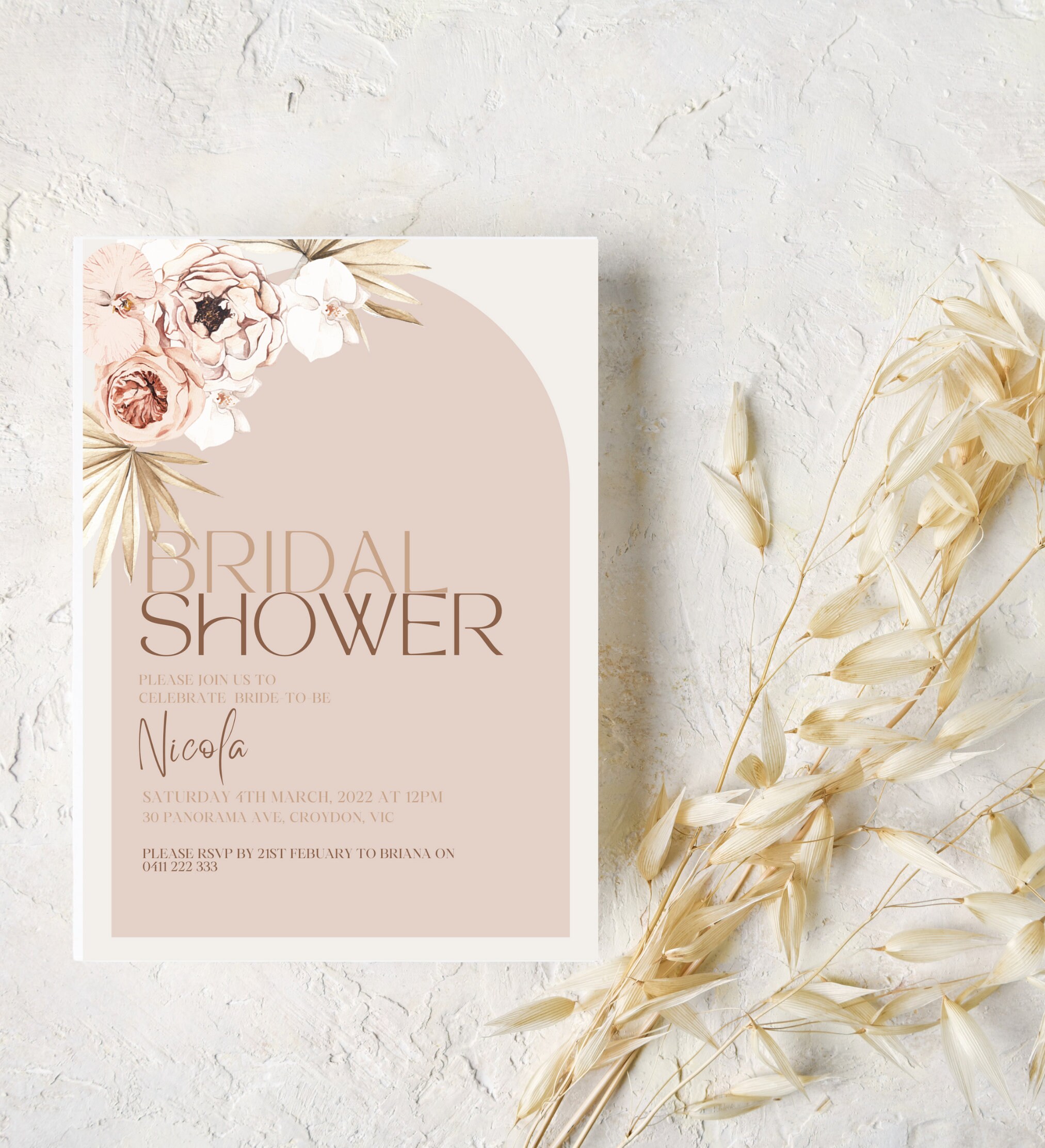 BOHO Bridal Shower Invite, Bridal Shower Invitations, Neutral Bridal ...