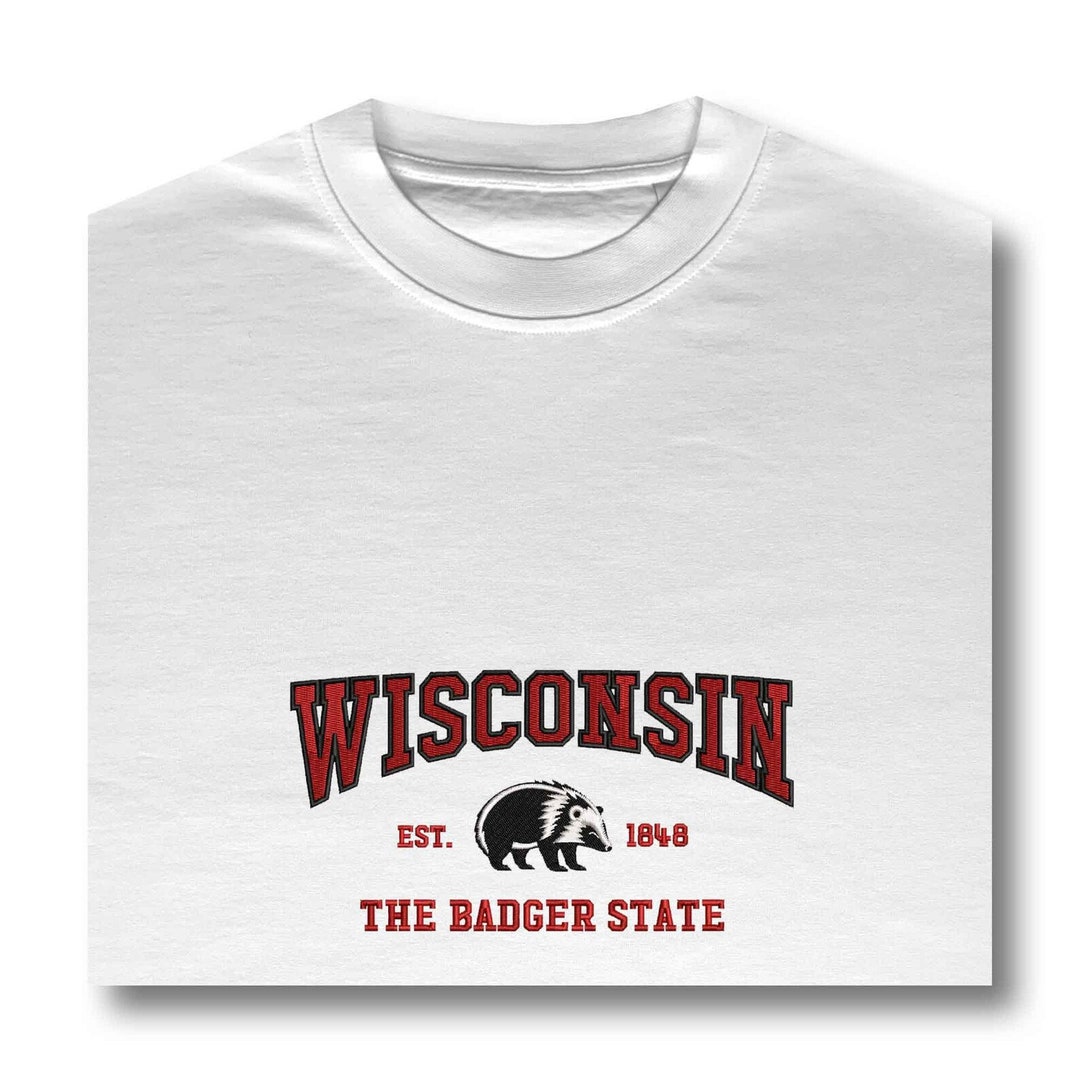 Wisconsin Sweatshirt,custom Embroidered Gildan Crewneck Wisconsin ...