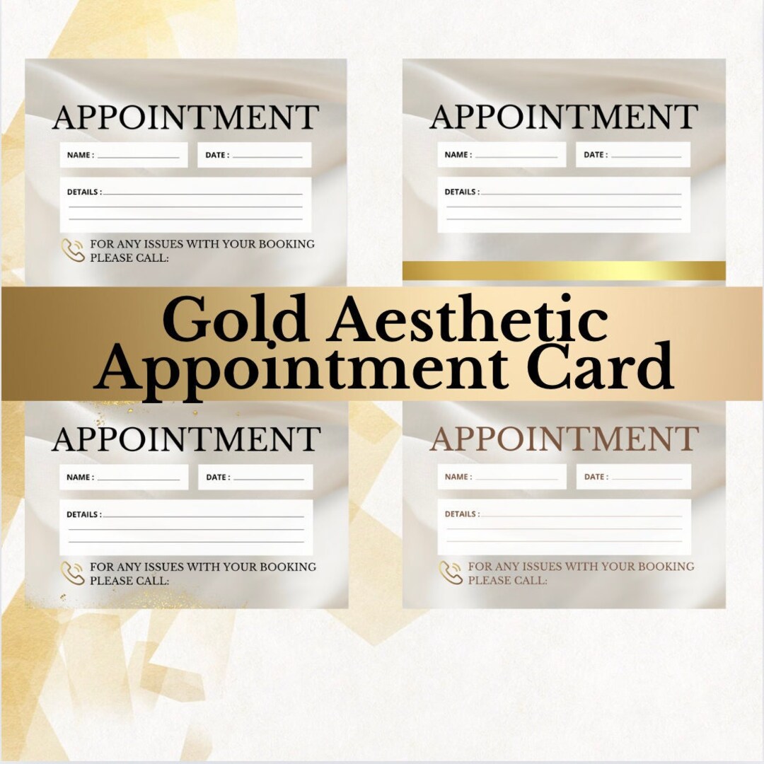Gold Aesthetic Appointment Card Template Design DIY / Canva - Etsy