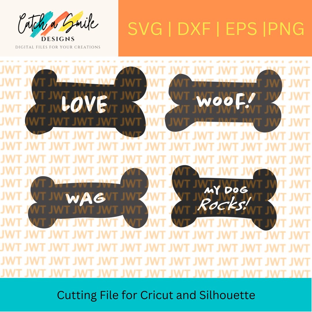 Hand Drawn Dog Bone SVG Designs - Whimsical Dog Bone Cut Files for Pet ...