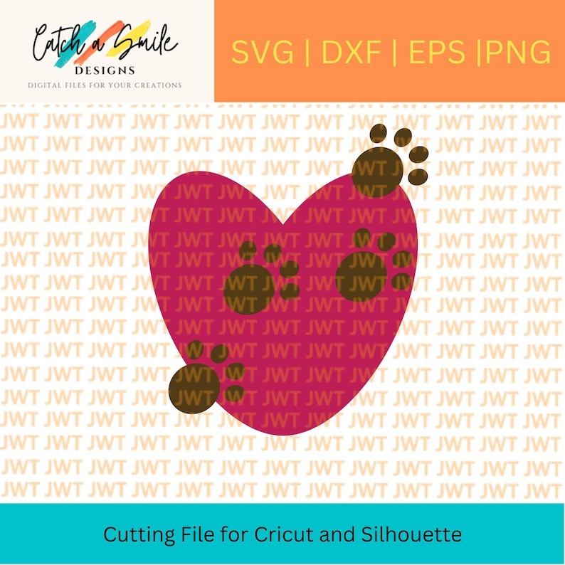 Heart With Dog Paw Print SVG Cut File for DIY Projects - Paw Prints ...