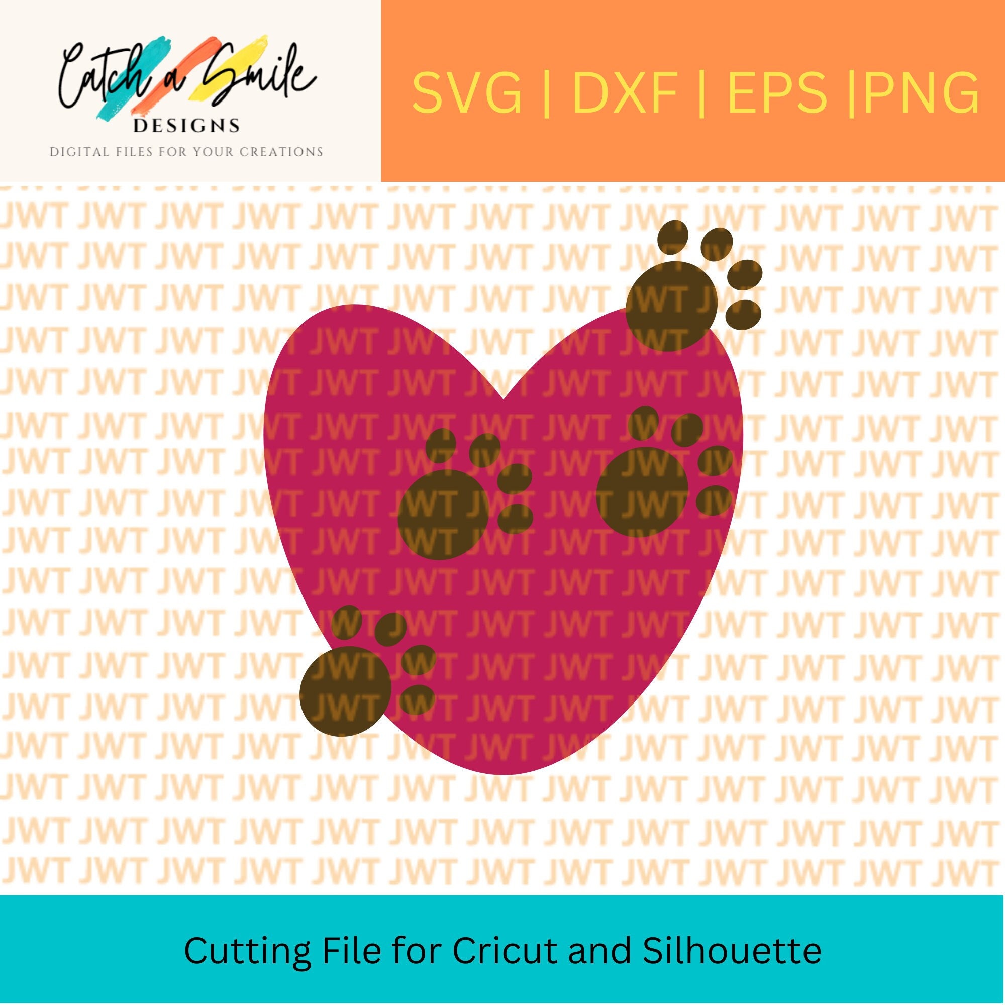 Heart With Dog Paw Print SVG Cut File for DIY Projects - Paw Prints ...
