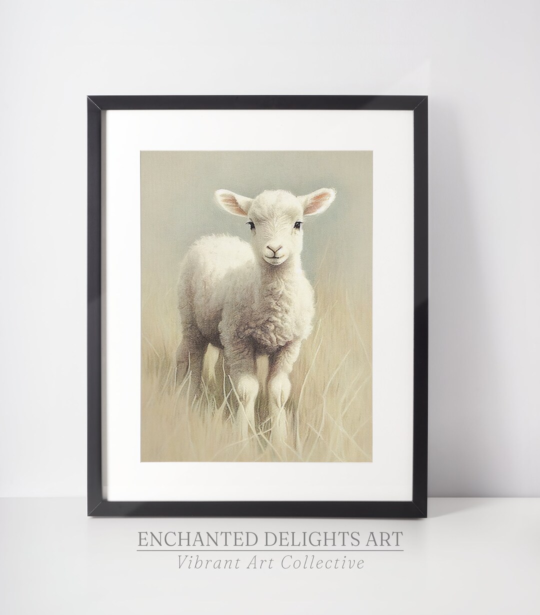 Vintage Lamb Painting PRINTABLE, Spring Baby Lamb Print, Antique ...