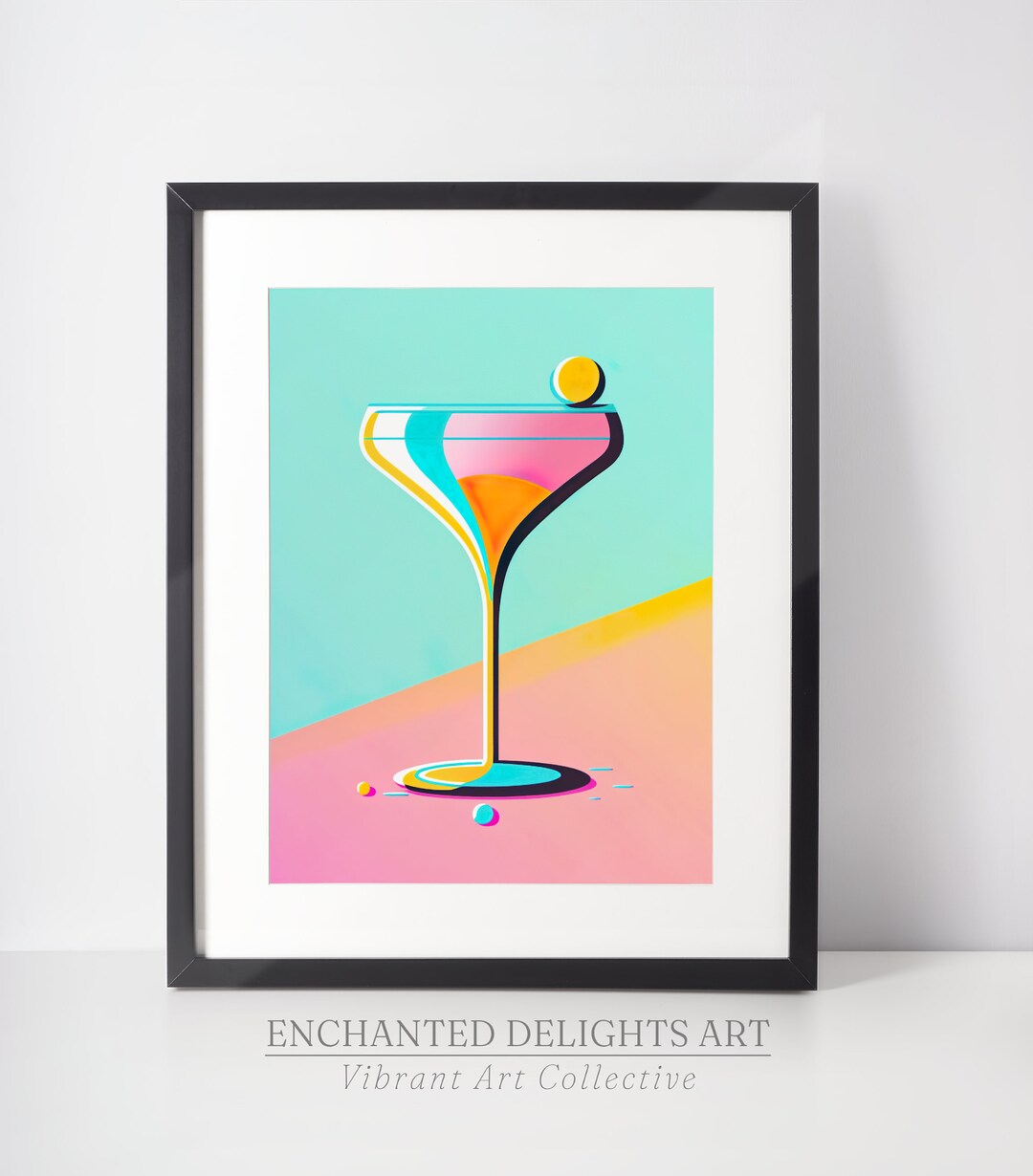 Dopamine Bar Cart Art, Dopamine Art Cocktail Glass, PRINTABLE Wall Art ...