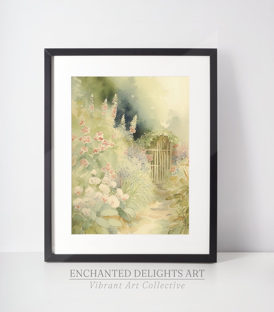 Vintage Summer Garden Painting, Antique Watercolor Print, PRINTABLE ...