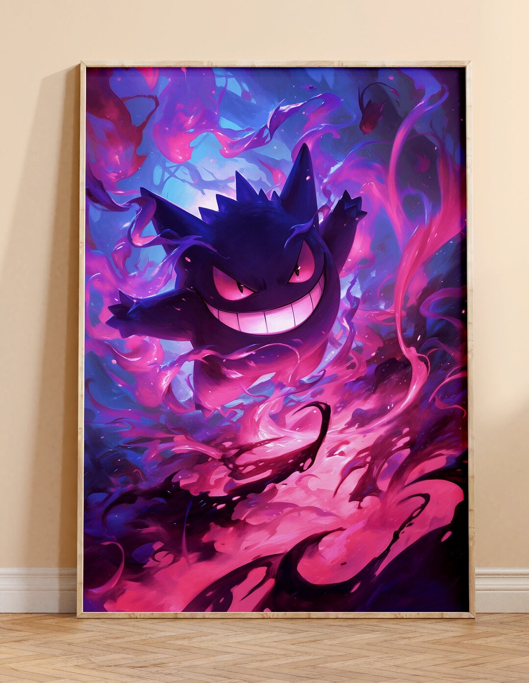 The Upside Down Pokemon Gengar Painting, Anime Poster, Japanese ...