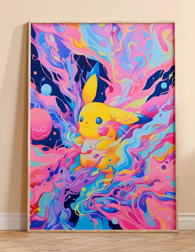 The Surreal Pokemon Pikachu Painting, Anime Poster, Japanese Tapestry ...