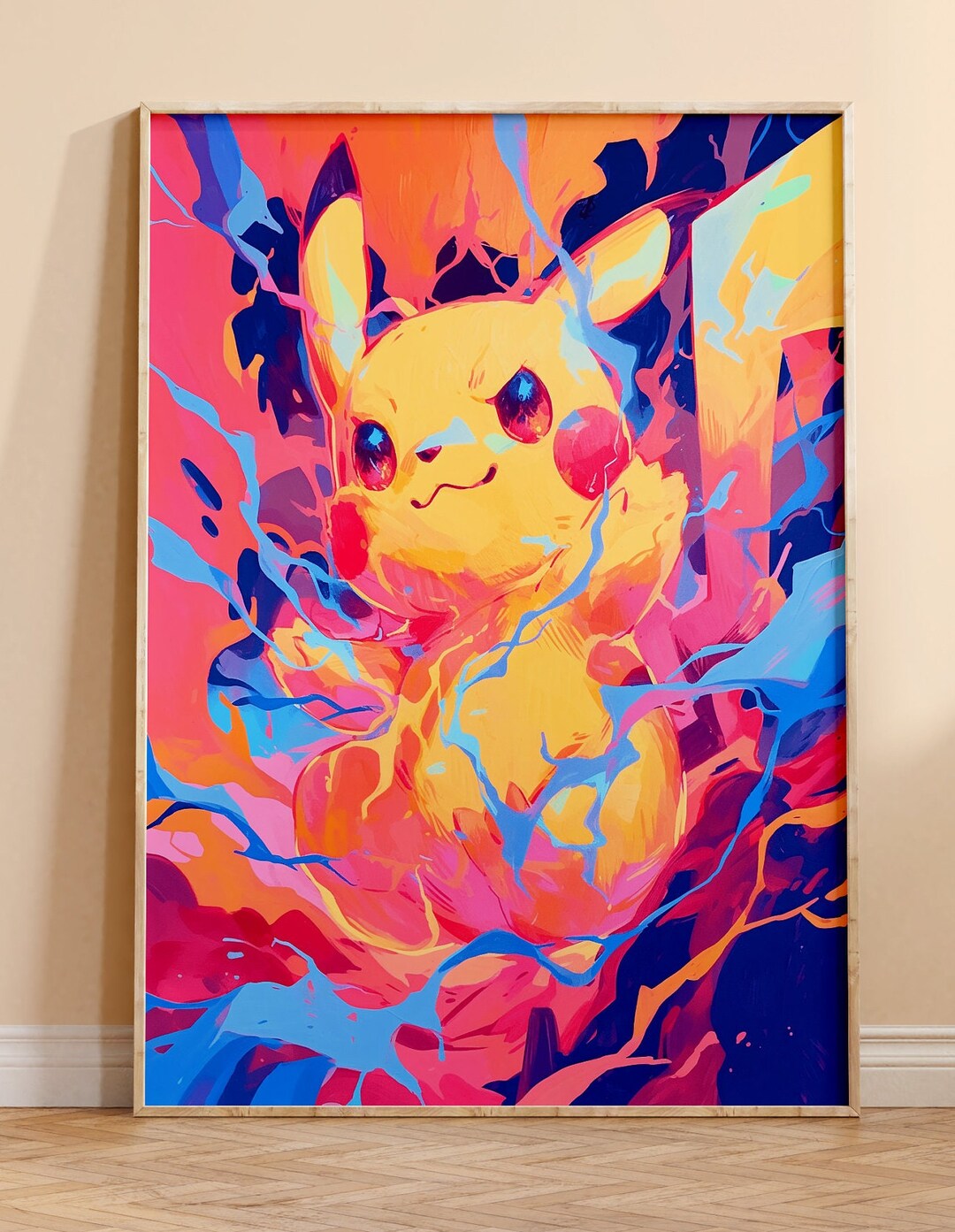 The Surreal Pokemon Pikachu Painting, Anime Poster, Japanese Tapestry ...