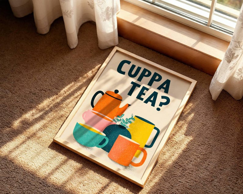 Tea Wall Art: Retro Colourful Kitchen Print (digital or Printed) - Etsy UK