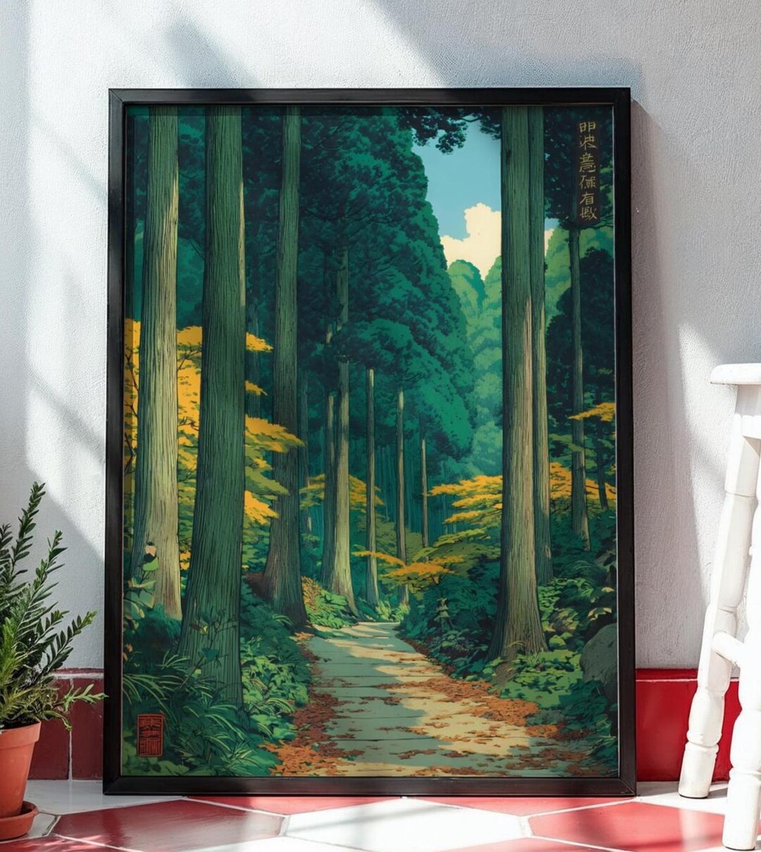 Japanese Forest Art Print, Shin-hanga Woodland Path Poster, Nature Wall ...