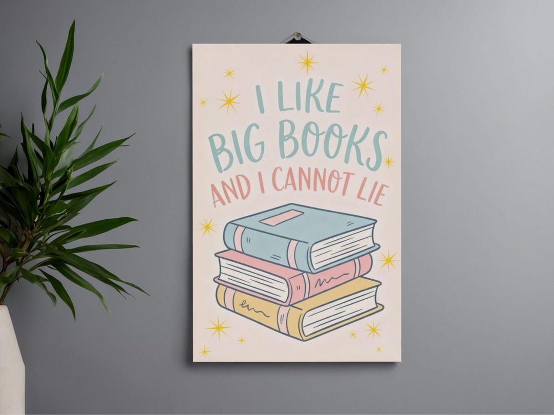 Books Poster, Funny Bookworm Wall Art, Bibliophile Gift, Retro Library ...