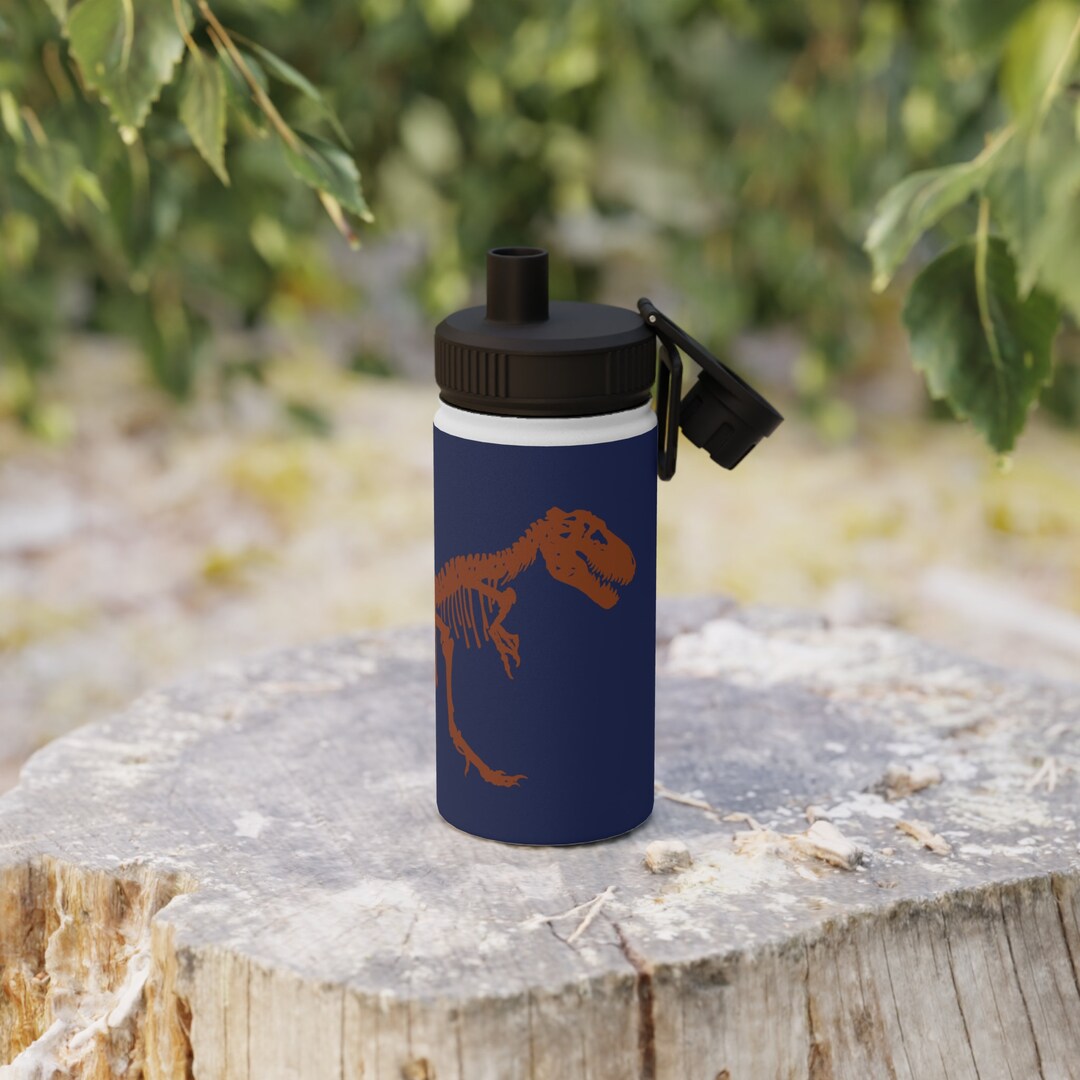 Dinosaur T-rex Water Bottle Navy and Orange Stainless Steel Water ...
