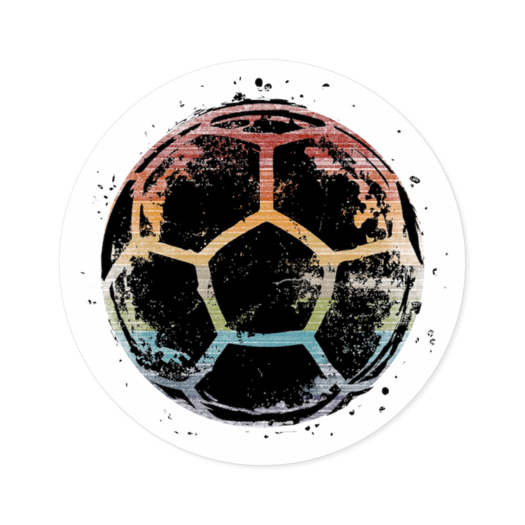 Rainbow Soccer Ball Round Stickers for Indoor or Outdoor Use Colorful ...