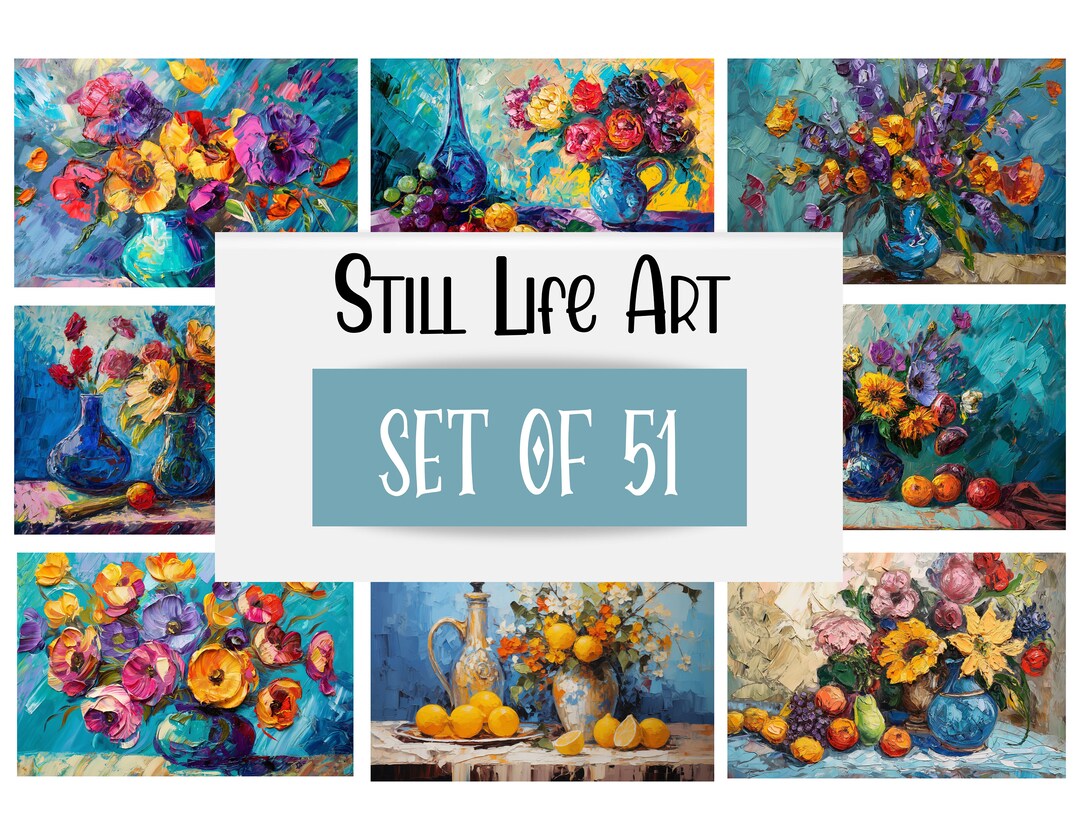 51 Still Life Painting Watercolor Bundle, Printable Wall Art, Modern ...