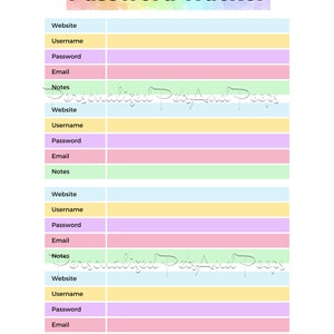 4 Password Tracker Printable BUNDLE, Instant Download, Password Book ...
