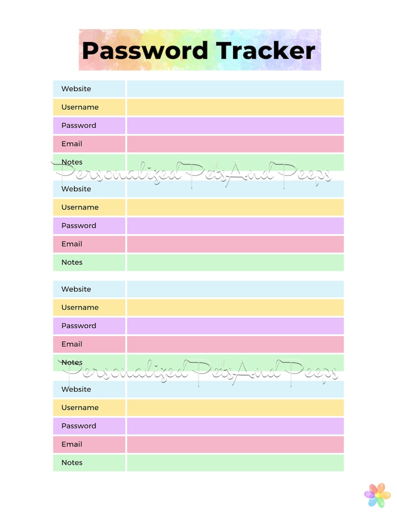 4 Password Tracker Printable BUNDLE, Instant Download, Password Book ...