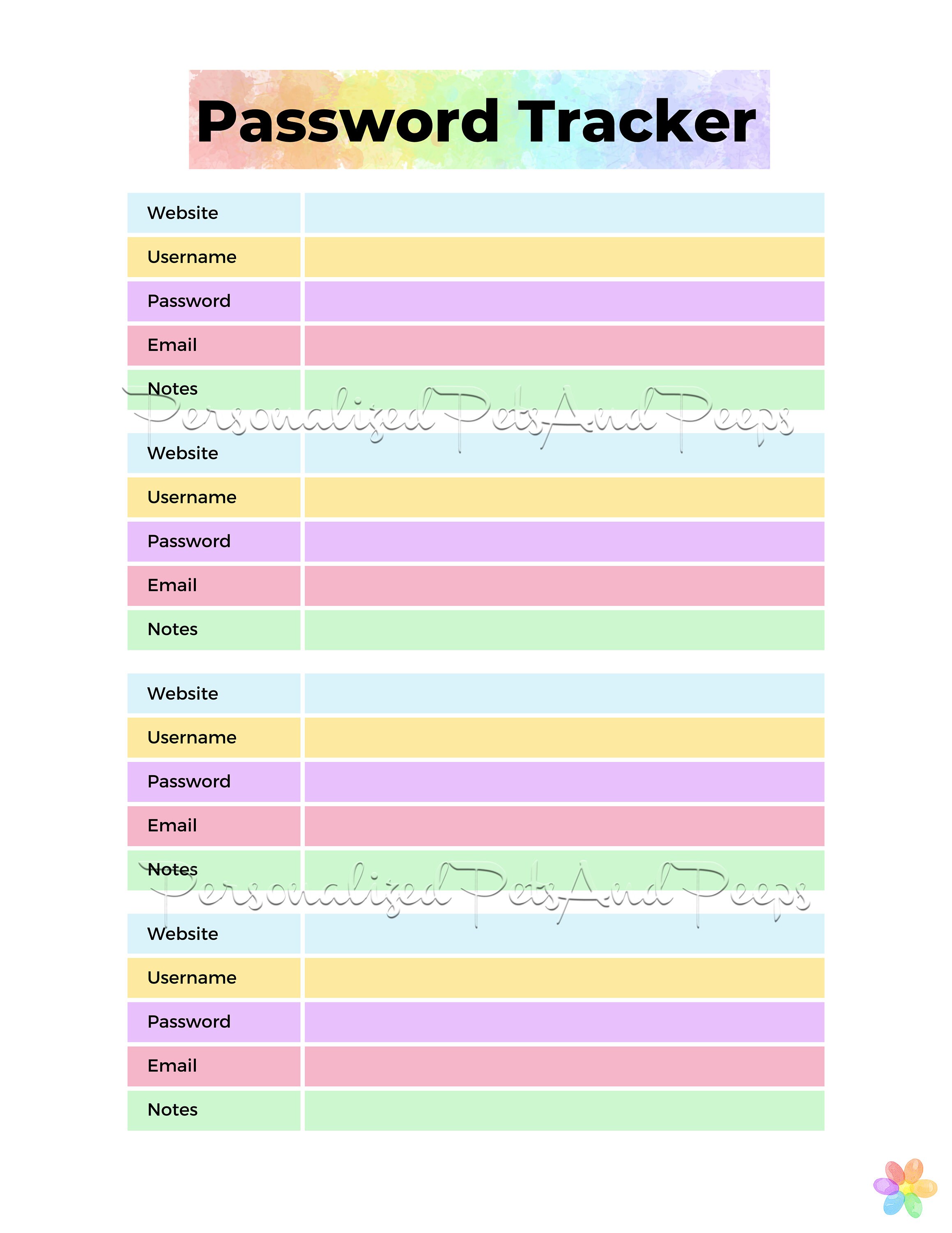 4 Password Tracker Printable BUNDLE, Instant Download, Password Book ...