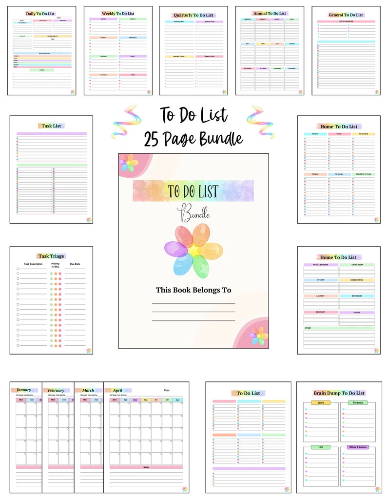 To Do List Printable BUNDLE, Daily Weekly Monthly Planner Instant ...