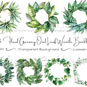 43 Watercolor Wreath Greenery Clipart Bundle, Premade Clipart ...