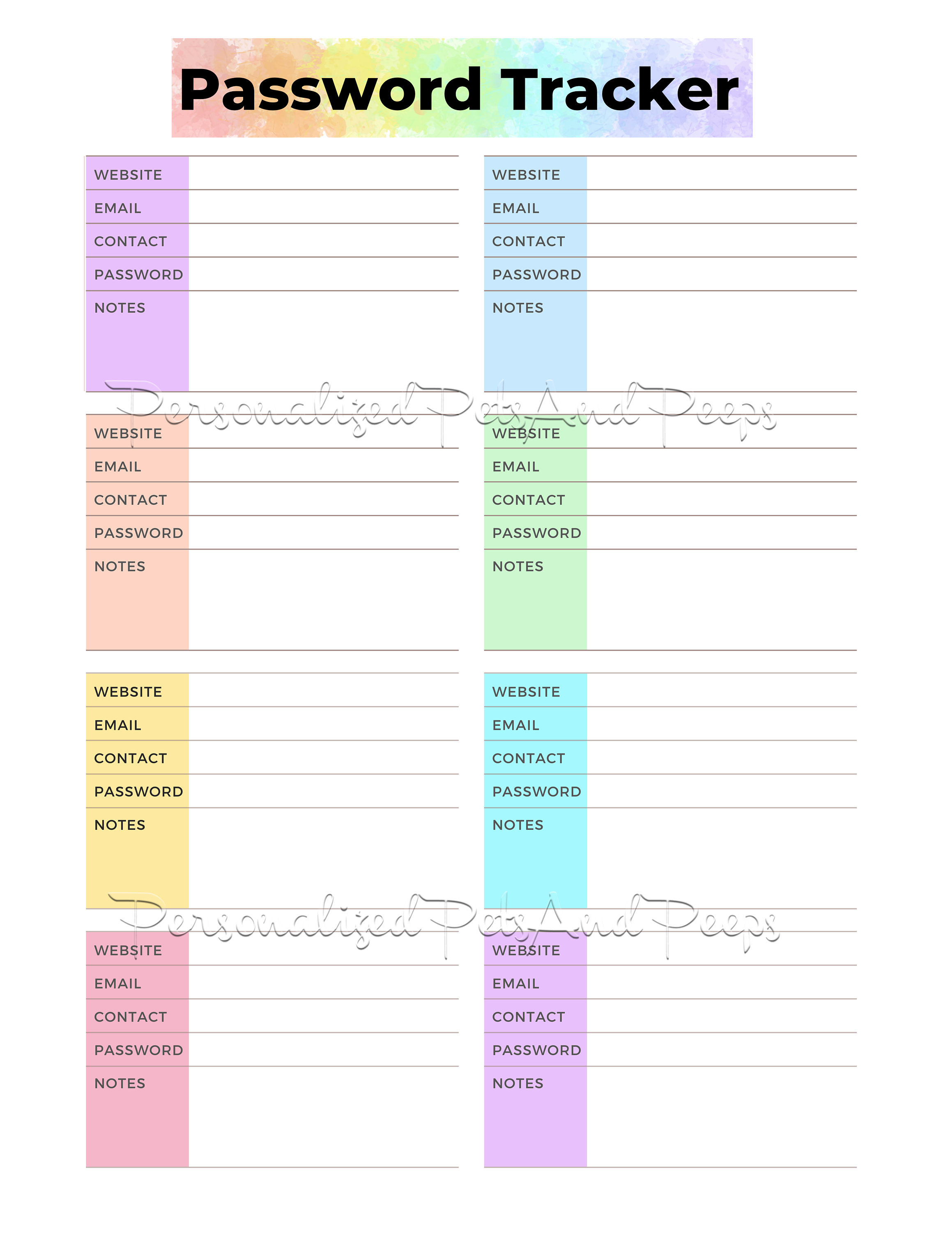 4 Password Tracker Printable BUNDLE, Instant Download, Password Book ...