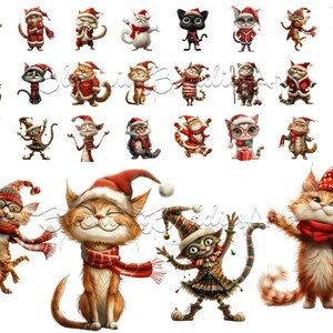 72 Quirky Christmas Cats Clipart Bundle, Quirky Kitten With Santa Hat ...