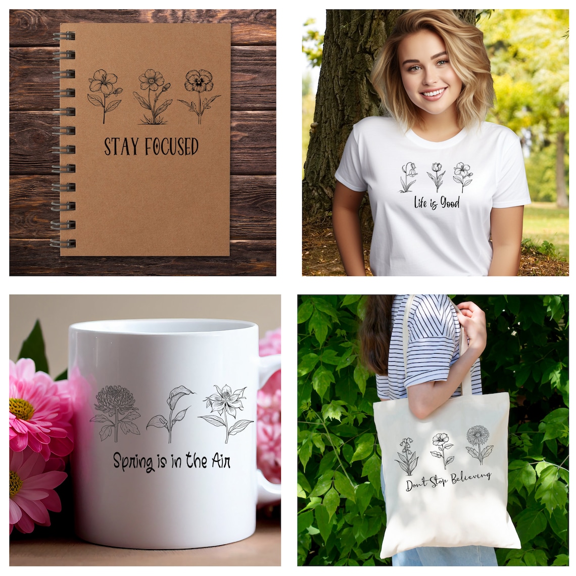 Single Flower Designs With Names Clip Art Set of 100, Flower Sketch ...