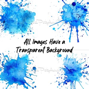 Watercolor Splatter Clip Art Set of 20, Blue Watercolor Splashes ...
