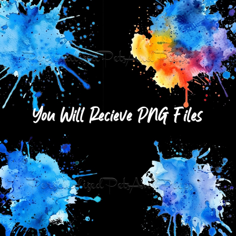 Watercolor Splatter Clip Art Set of 20, Blue Watercolor Splashes ...