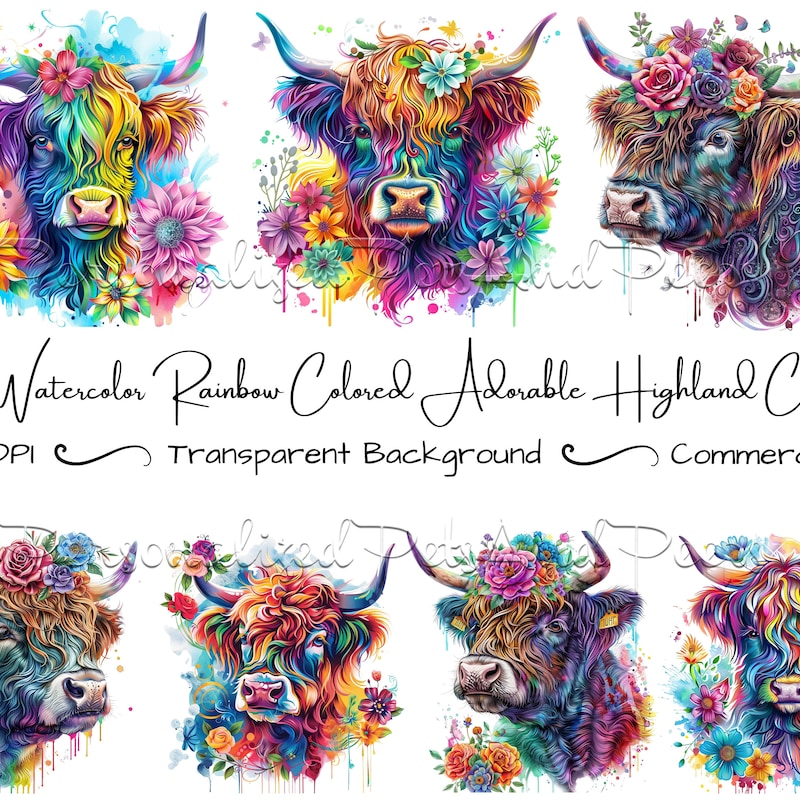 Abstract Highland Cows - Etsy