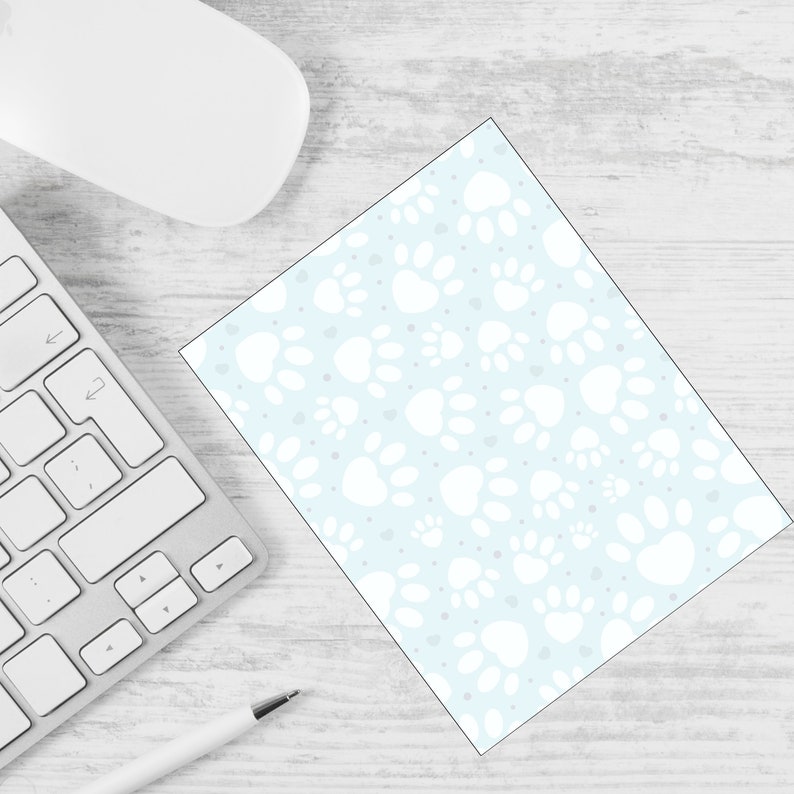 Dog Paw Print Note Sheets, Printable Stationary Line and Unlined 8.5 ...