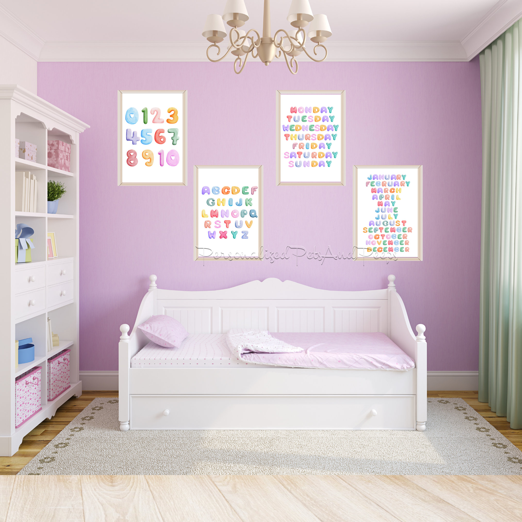 Colorful Rainbow Alphabet, Numbers, Days of Week, Months Digital ...