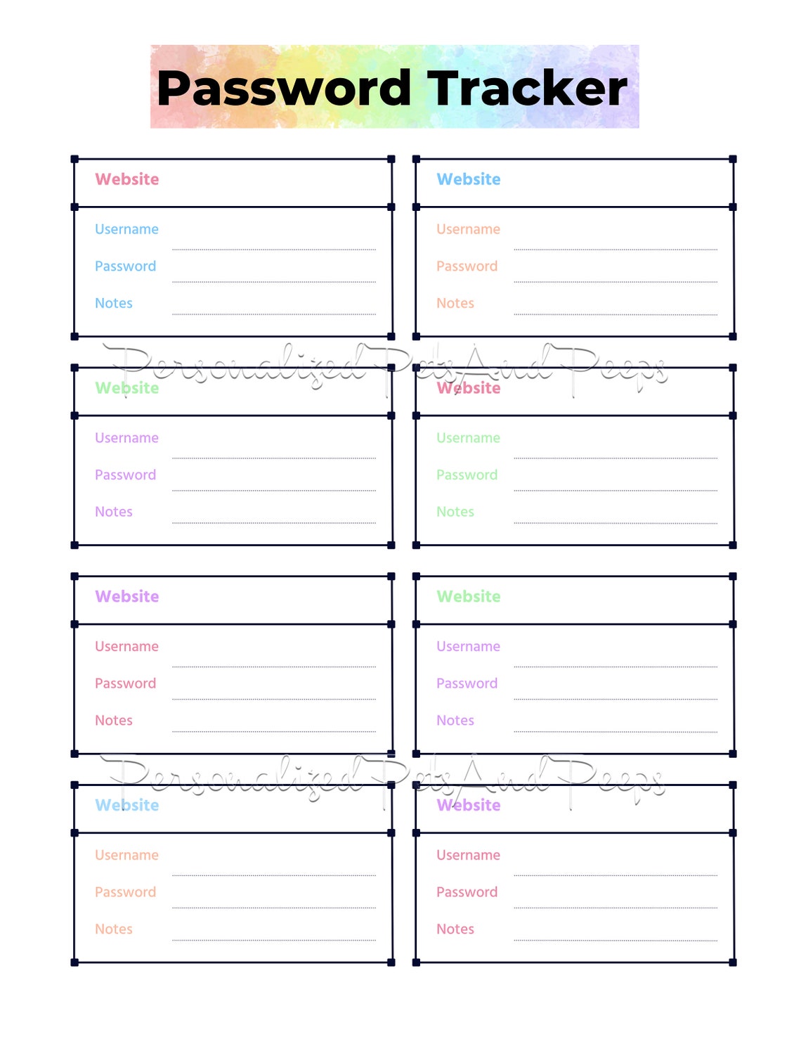 4 Password Tracker Printable BUNDLE, Instant Download, Password Book ...