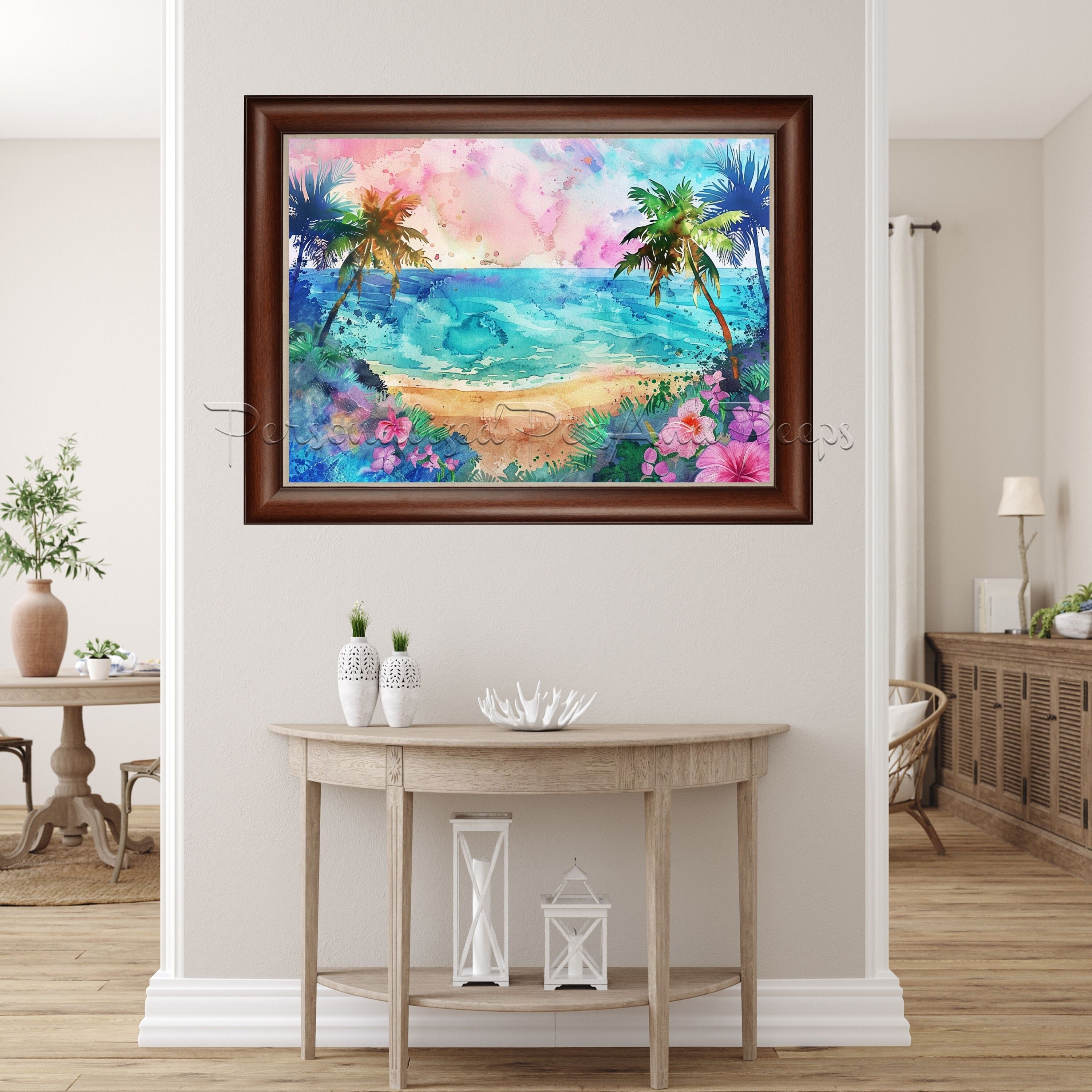 Watercolor Tropical Island Printable Portraits Gallery Wall Art Set ...
