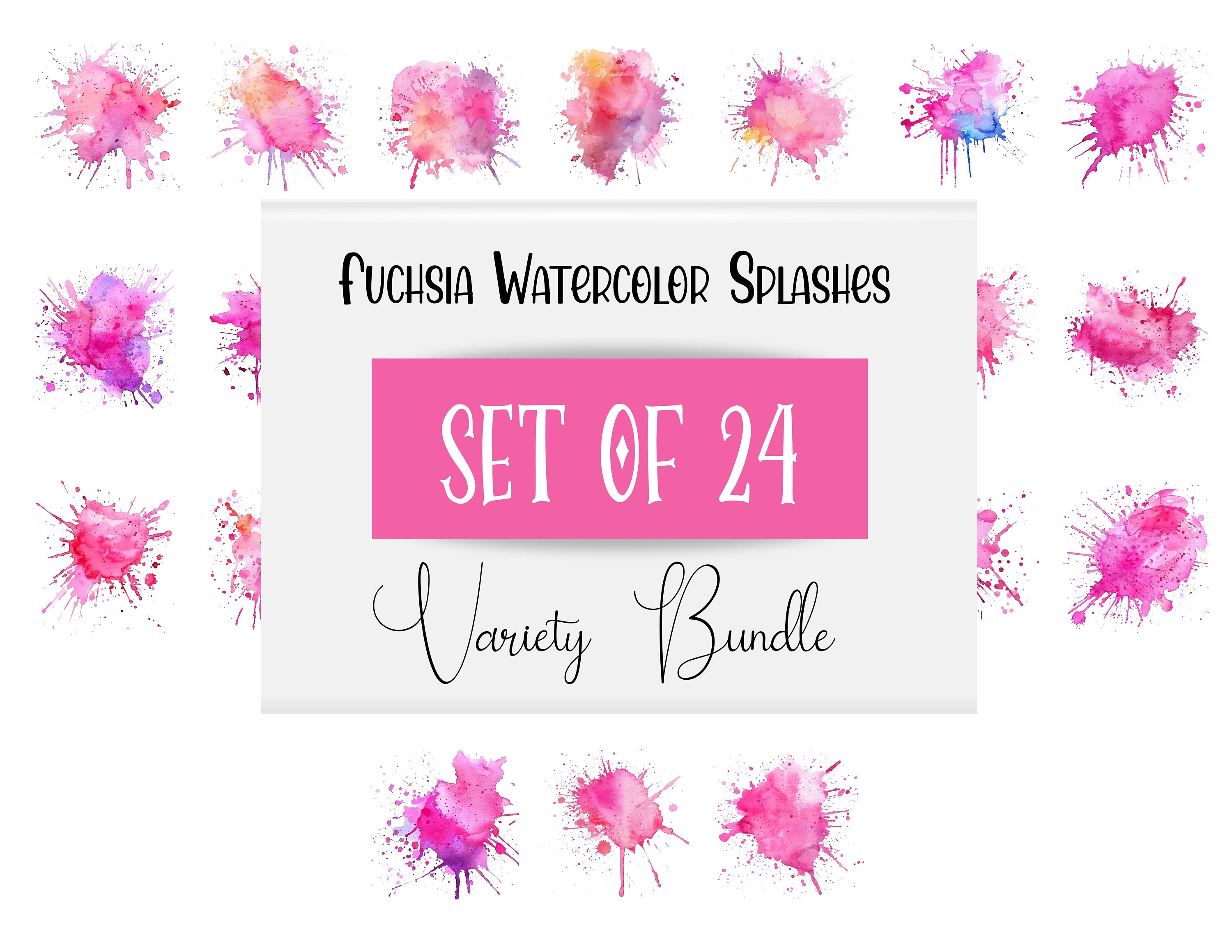 Fuchsia Watercolor Splashes, Watercolor Splatter Clip Art Set of 24 ...