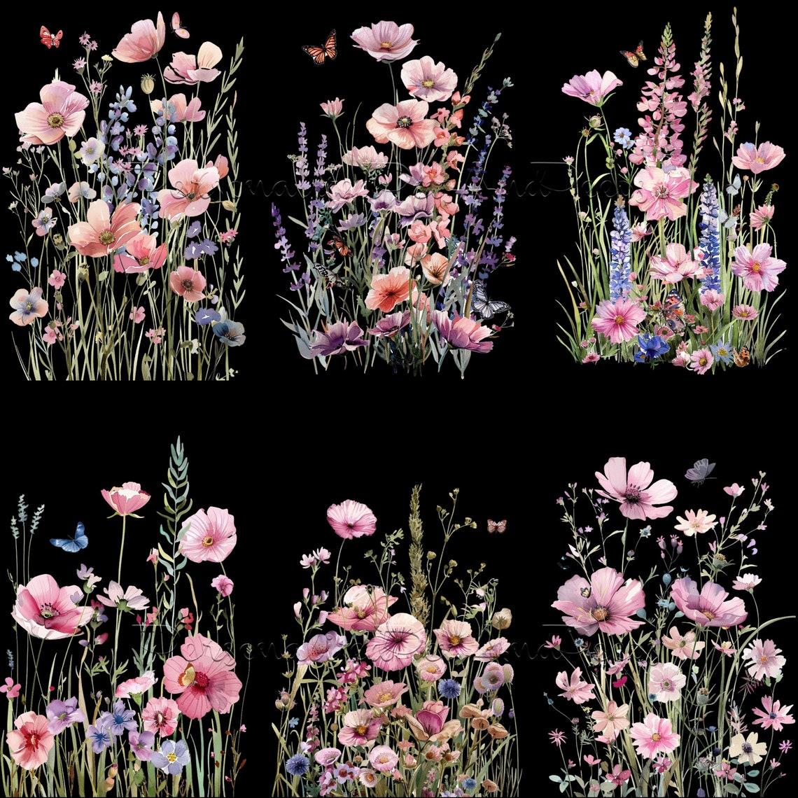 Wildflower Png Watercolor Wildflowers Clipart Watercolor Floral Clipart ...